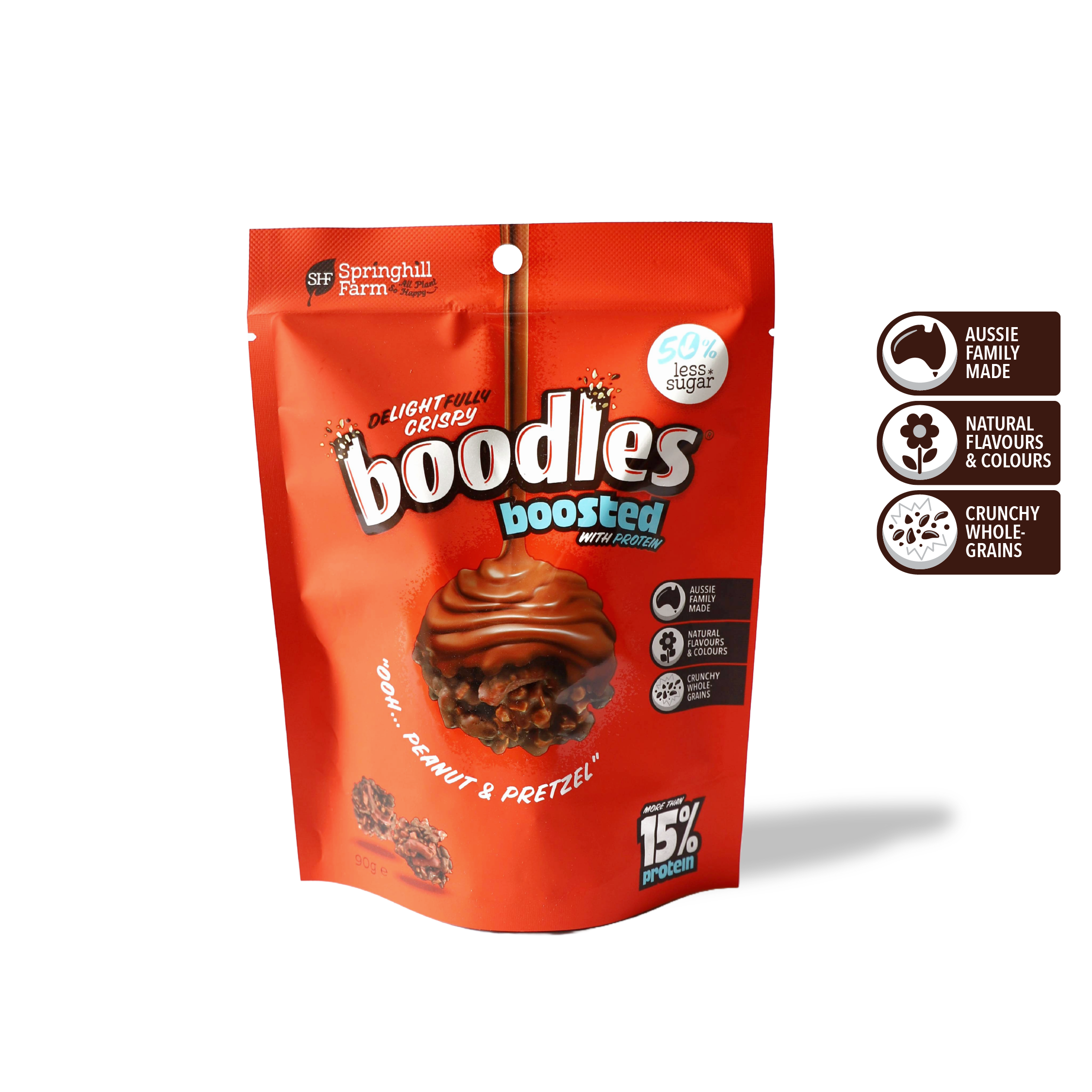 boodles® boosted Peanut and Pretzel 90g Carton – Springhill Farm